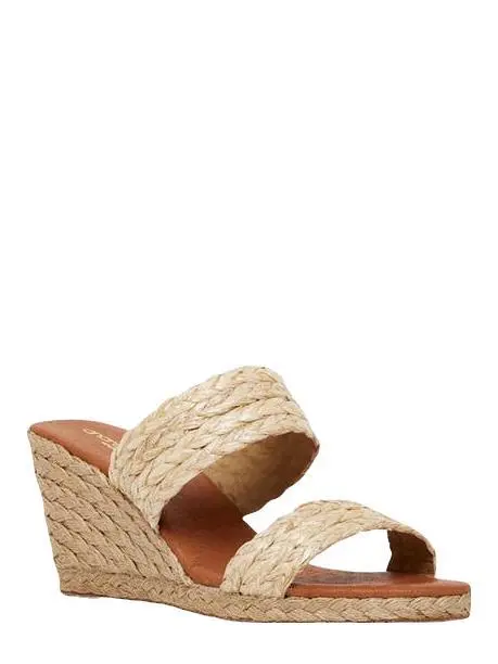 Andre Assous Nolita Wedge Slide Sandal - Beige Fabric