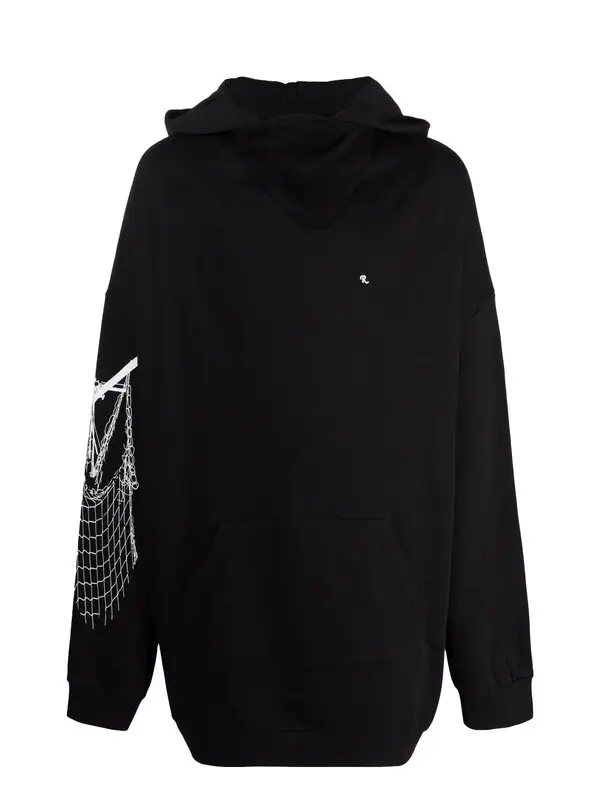 Raf Simons Graphic-print Cotton Hoodie - Black