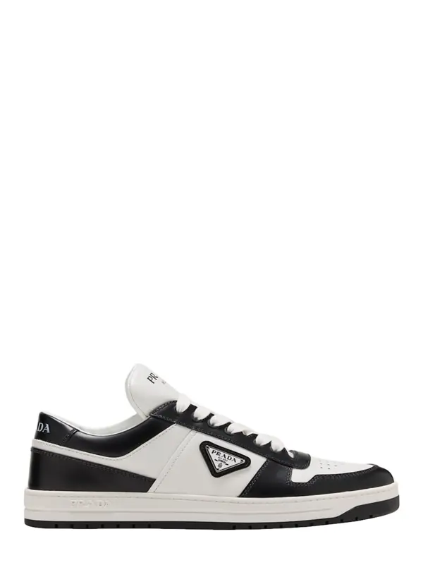 Prada Bicolor Leather Low-top Court Sneakers - White/black