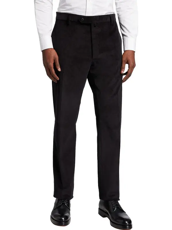 Zanella Solid Corduroy Trousers - Black