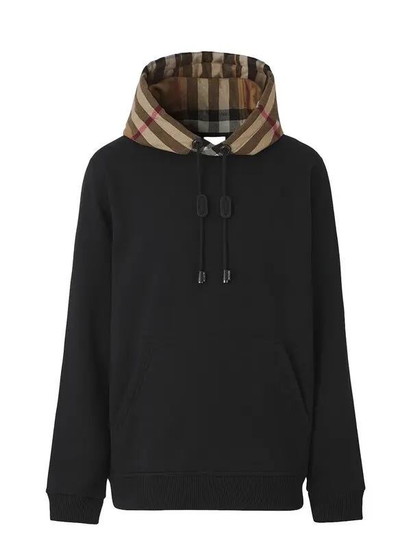 Burberry Check Hood Pullover Sweatshirt - Black