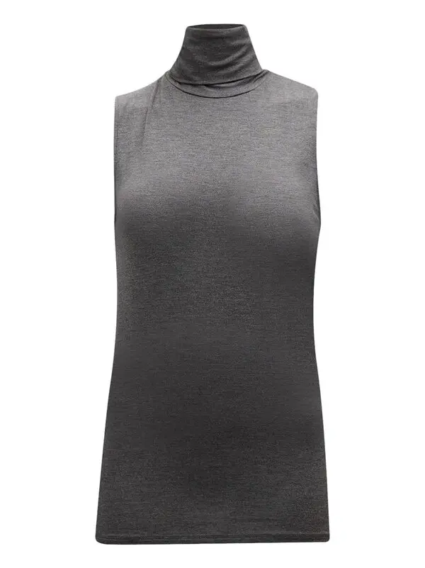 Majestic Filatures Sleeveless Stretch Turtleneck Top - Flannelle