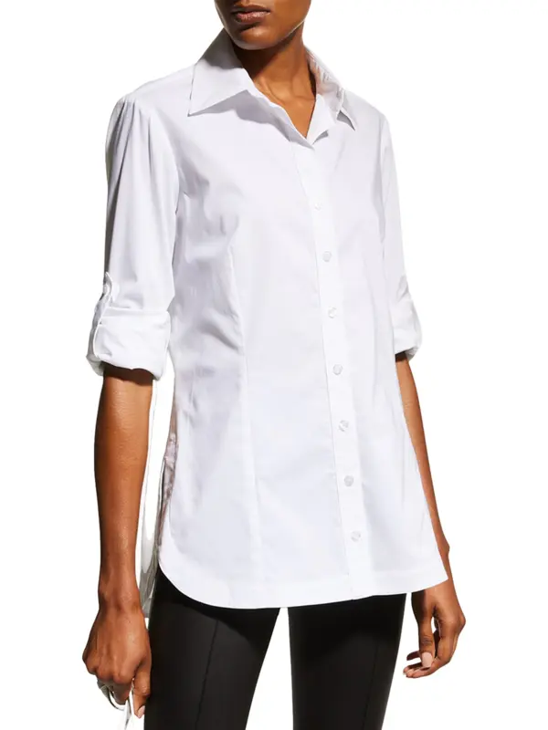 Finley Joey Roll-tab Shirt - White