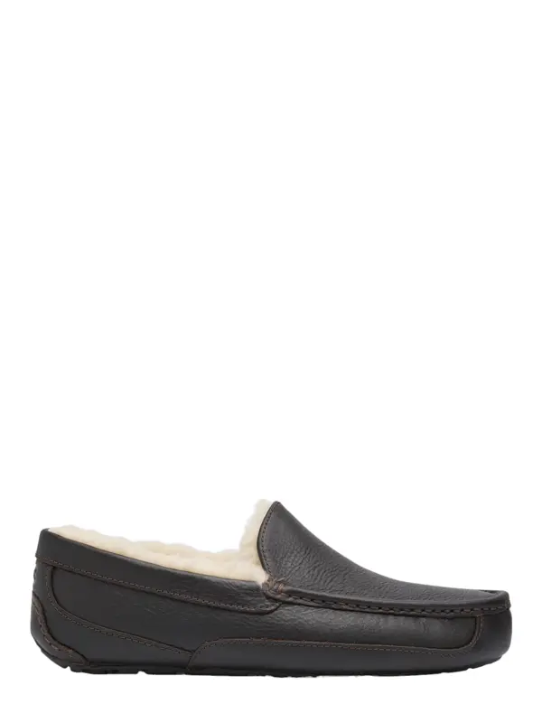 UGG Ascot Leather Slippers - Dark Brown