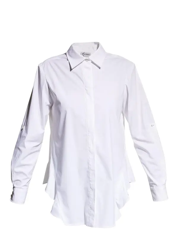 Finley Agatha Side-flounce Poplin Shirt - White