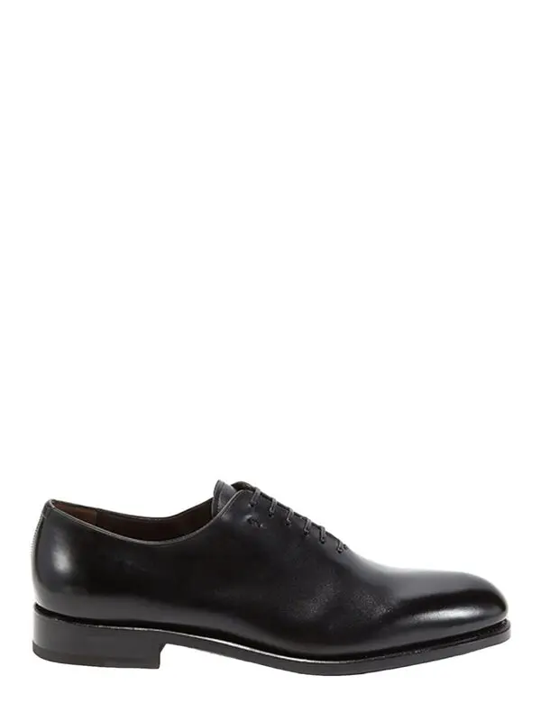 FERRAGAMO Angiolo Tramezza Whole-cut Leather Lace-up Shoes - Black