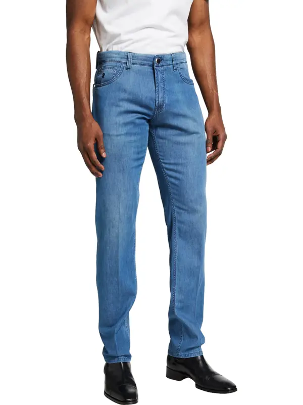 Stefano Ricci Light-wash Straight-leg Denim Jeans - Blue Contrasting