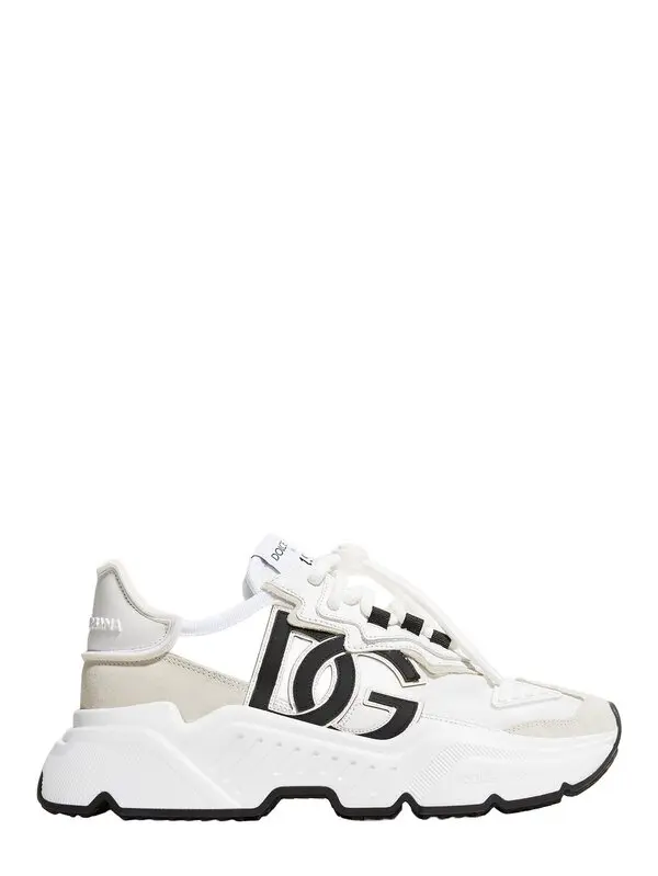 Dolce & Gabbana Daymaster Mixed Leather Sneakers - White