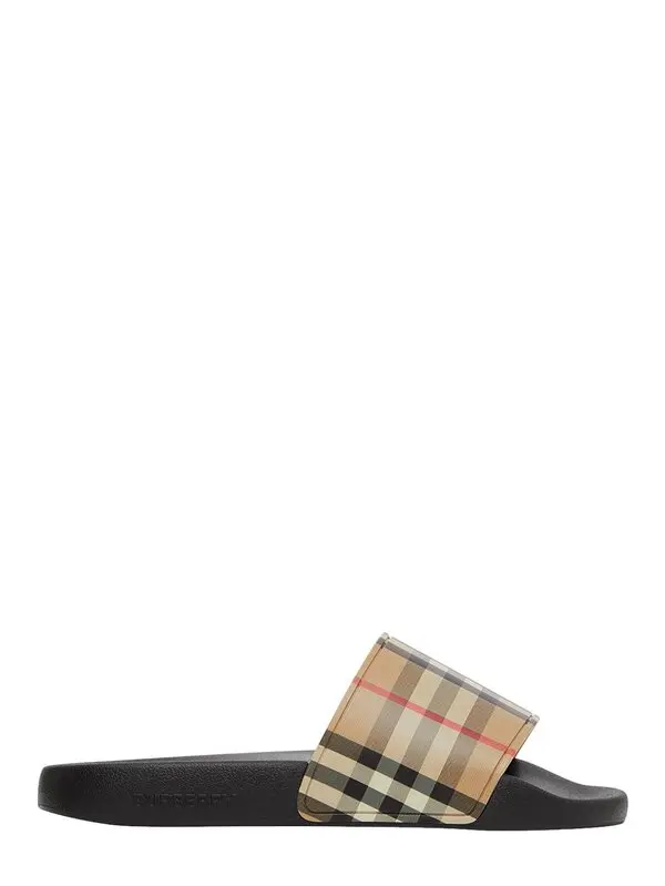 Burberry Furley Vintage Check Slide Sandals - Beige