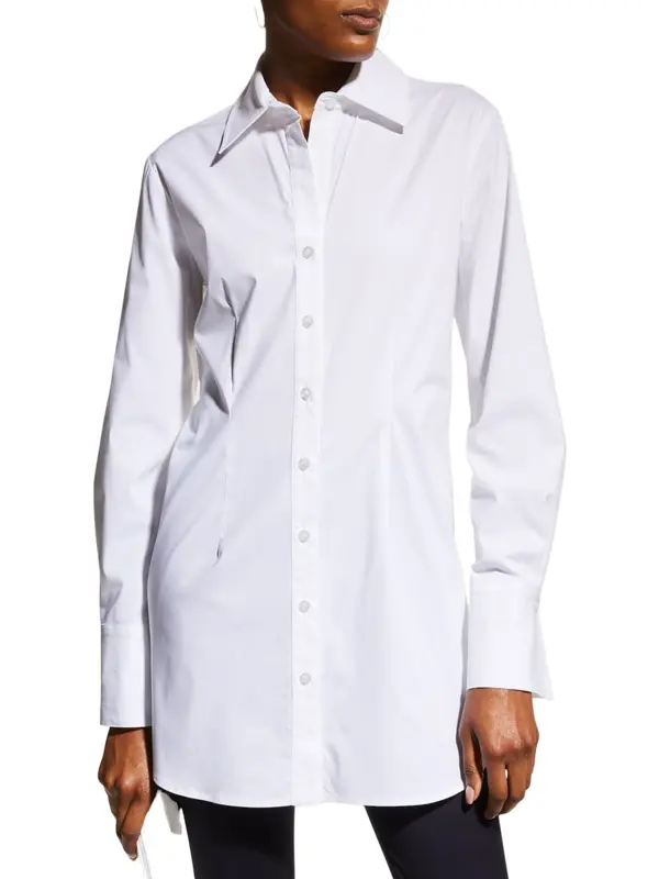 Finley Kaylynn Easy Button-front Tunic Shirt - White