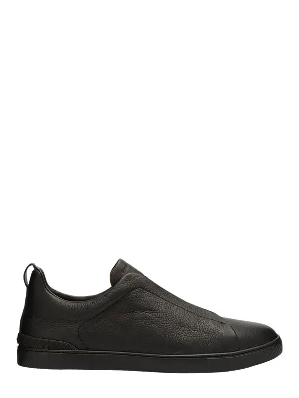Zegna Triple Stitch Deerskin Sneakers - Black