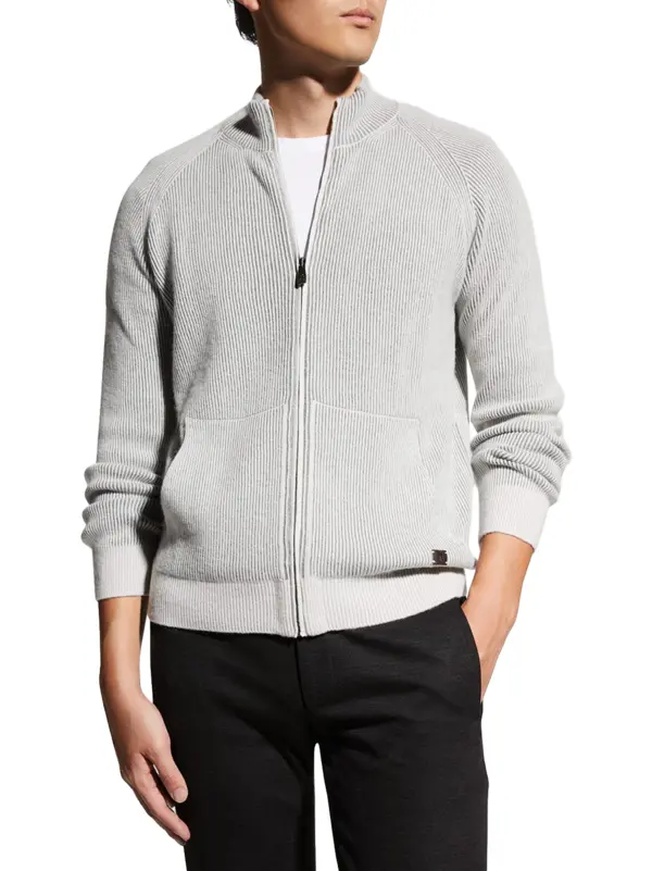 Corneliani Ribbed Full-zip Sweater - Grey