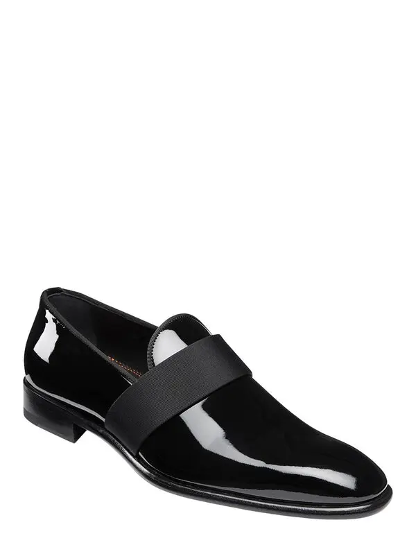 Santoni Isomer Patent Leather Slip-on Loafers - Black