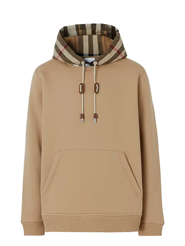 Burberry Check Hood Pullover Sweatshirt - Camel