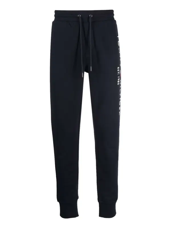 Tommy Hilfiger Logo-embroidered Drawstring Cotton Track Pants - Blue
