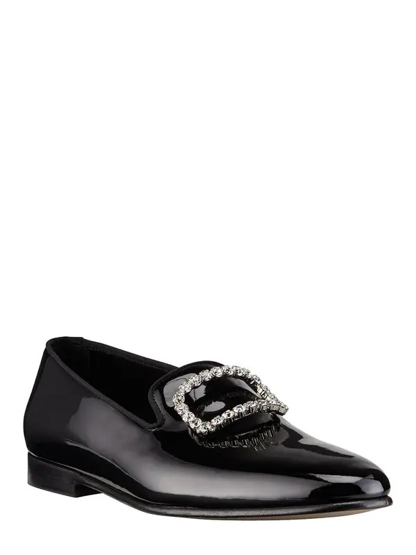 Manolo Blahnik Beau Brummell Mariocc Crystal Buckle Slippers - Black