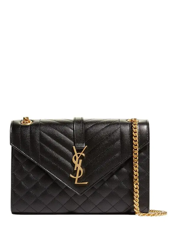 Saint Laurent Envelope Triquilt Shoulder Bag - Black
