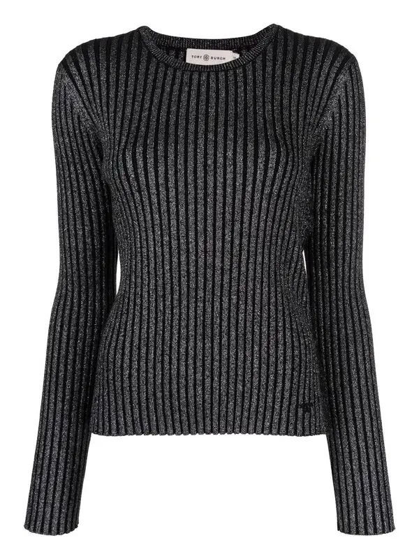 Tory Burch Ribbed Knitted Top - Black