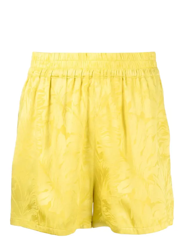 RtA Leaf-print Short Shorts - Yellow