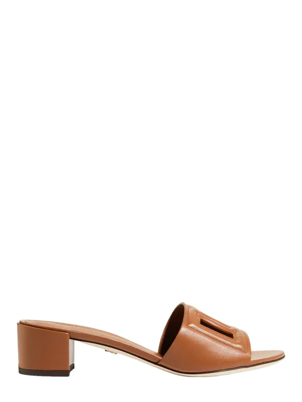 Dolce & Gabbana 40mm Dg Cutout Leather Slides - Brown