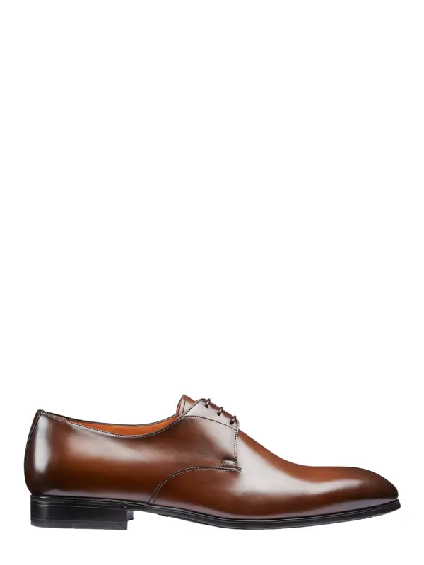 Santoni Induct Burnished Leather Derby Shoes - Brown
