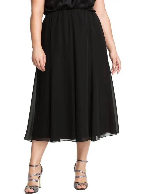 Alex Evenings Chiffon Midi Skirt - Black