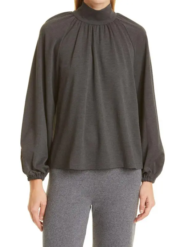 TOCCIN Long Sleeve Turtleneck Top - Charcoal