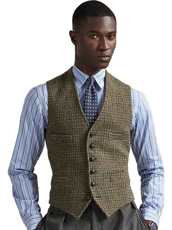 Ralph Lauren Plaid Wool Tweed Vest - Loden Multi