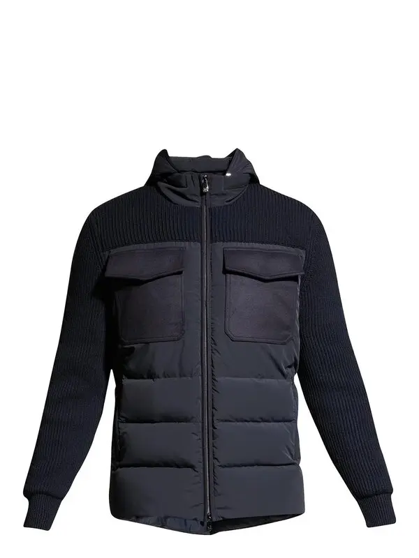 Corneliani Mixed-media Down Jacket - Navy