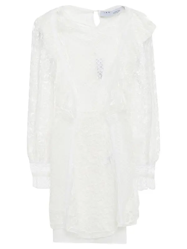 IRO PARIS Fergus Ruffled Lace Mini Dress - White