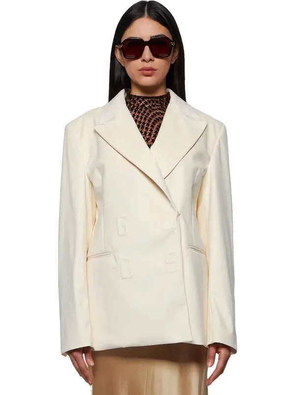 Gcds Alcantara Double-breasted Jacket - White