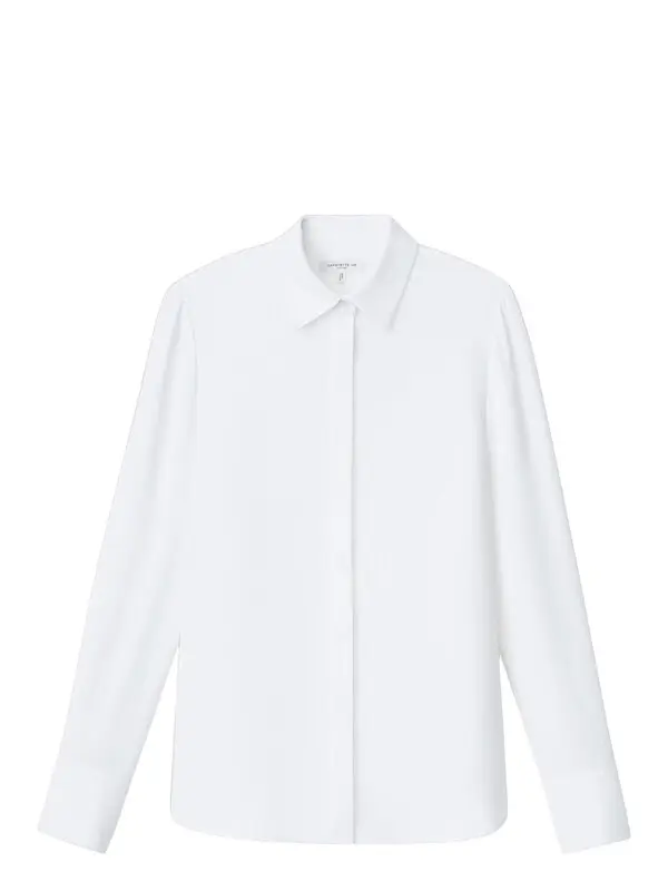 Lafayette 148 New York Silk Georgette Button Blouse - Cloud