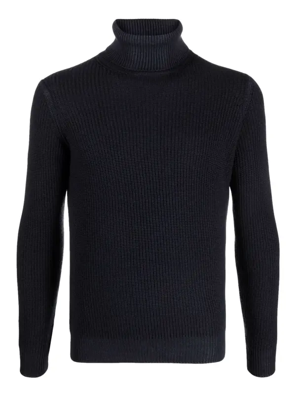 DELL'OGLIO Roll-neck Merino-wool Sweater - Blue