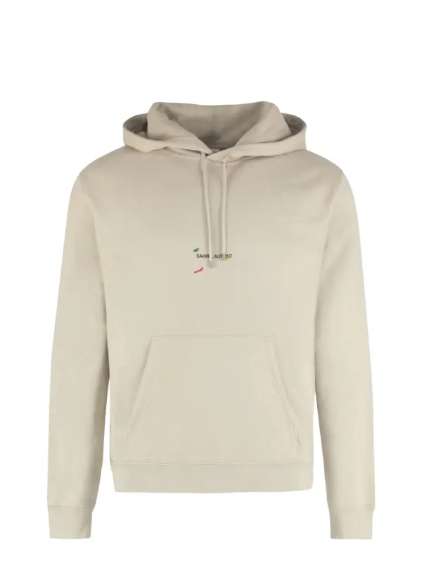 Saint Laurent Logo-print Hoodie - Neutrals