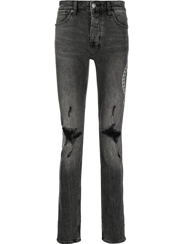 Ksubi Motif-print Slim-fit Jeans - Black