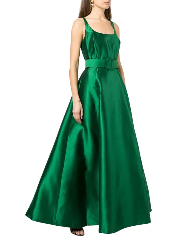 Sachin & Babi Kruse Empire-line Belted Gown - Green