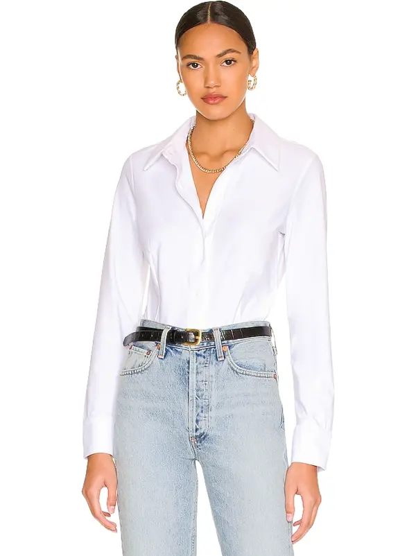 Commando Classic Button Down Bodysuit - White