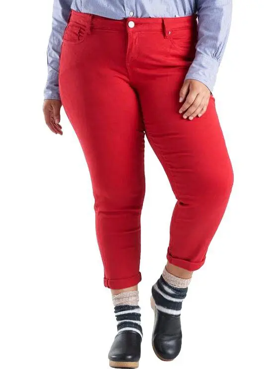 SLINK JEANS High-waisted Boyfriend Jeans - Dark Pink