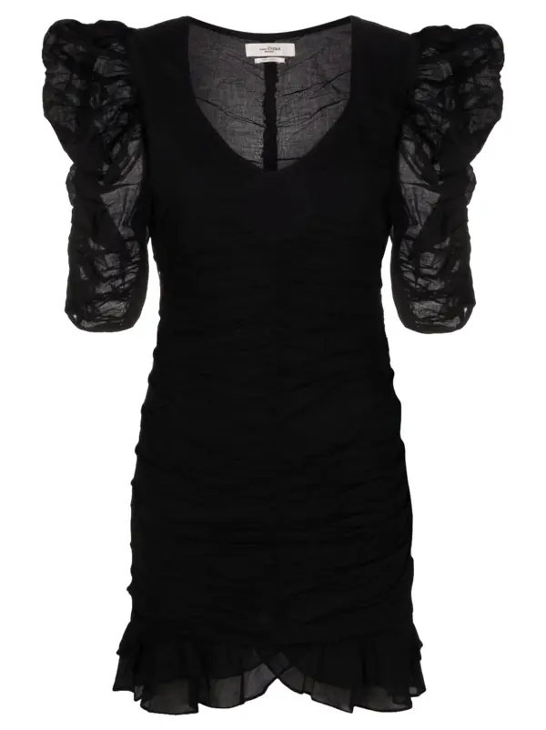 MARANT ETOILE Sireny Puff-sleeve Mini Dress - Black