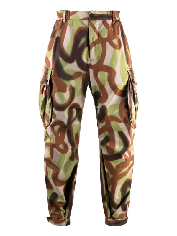 Dsquared2 Graffiti Print Cargo Trousers - Brown