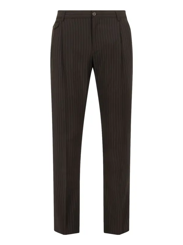 Dolce & Gabbana Pinstripe Wool-blend Trousers - Black