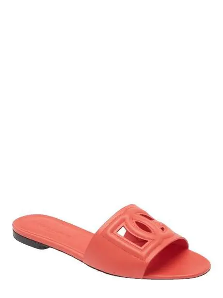 Dolce & Gabbana Bianca Interlock Slide Sandal - Corallo