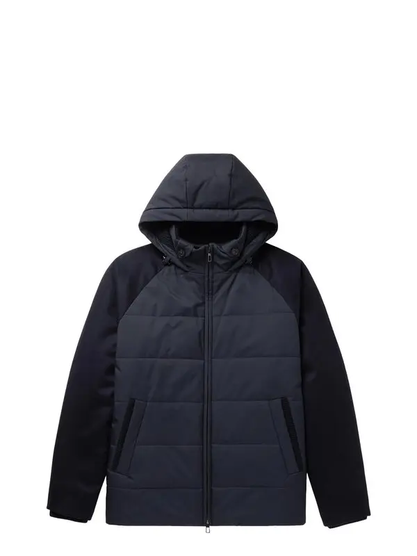 Loro Piana Cashmere-trimmed Quilted Softshell Hooded Jacket - Blue