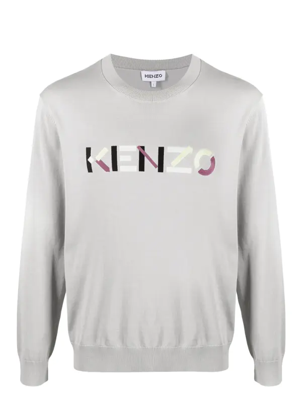 Kenzo Logo-embroidered Jumper - Grey