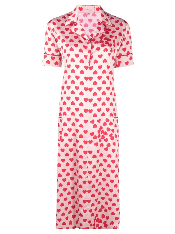 Natasha Zinko Heart-print Shirt Dress - Neutrals