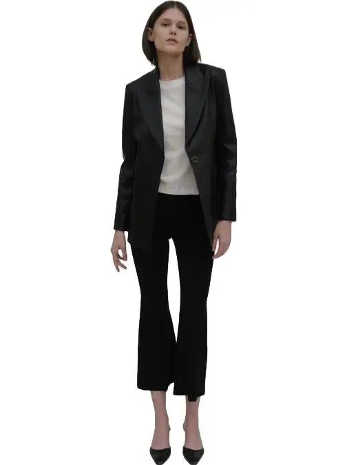 Rosetta Getty Pull On Cropped Flare - Black