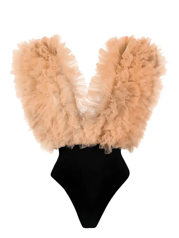 Alchemy Fashions X Lia Aram Organza Ruffle Bodysuit - Neutrals
