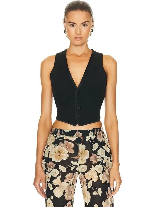 Saint Laurent Waistcoat Top - Nero