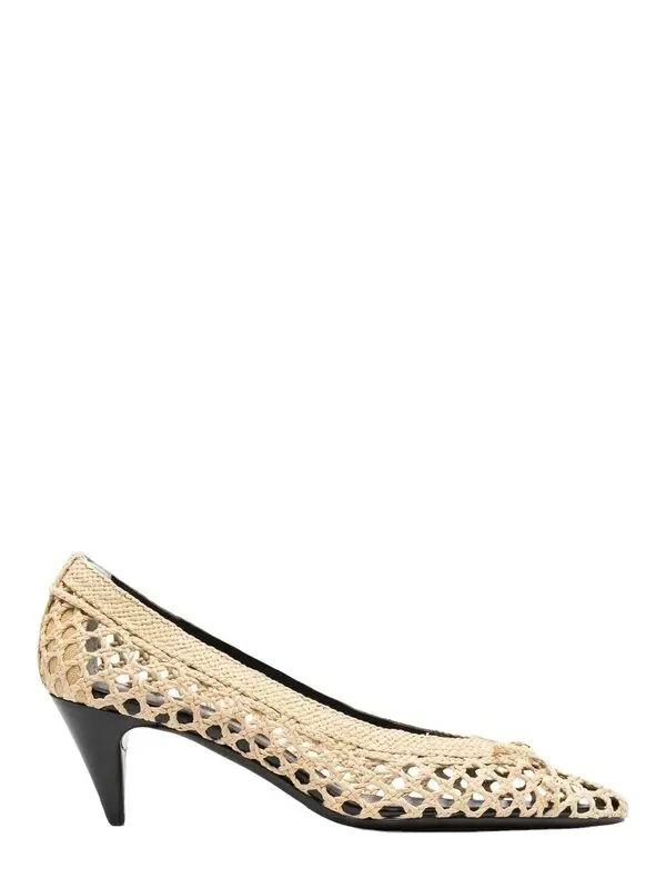 Saint Laurent Raffia Pointed Pumps - 1505 Beige