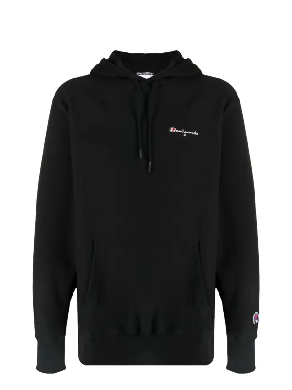 Readymade Embroidered Cotton Hoodie - Black